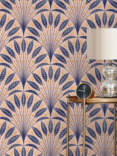 Elegant Fan Leaf Pattern Wallpaper Mural | Wallhue